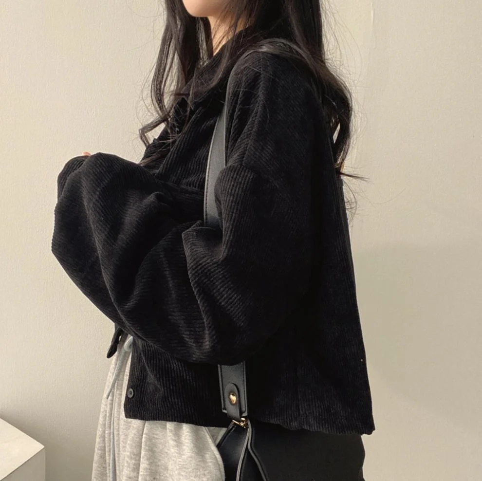 VINTAGE SOLID COLOR CORDUROY SHIRT COAT