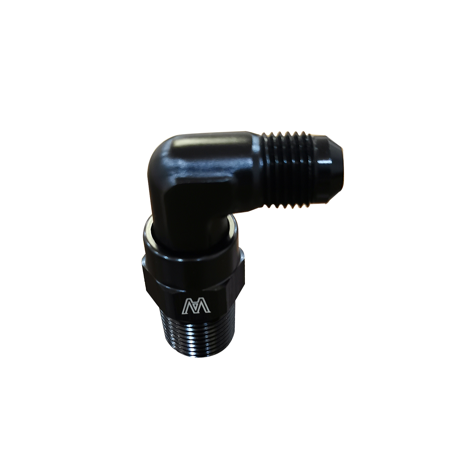 Alloyworks -6AN Flare 90 Degree 3/8 NPT SWIVEL Fitting Male Union BLACK