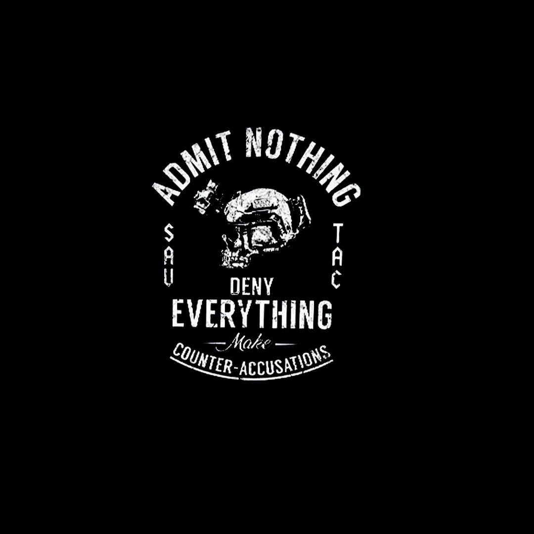 ADMIT NOTHING DENY EVERYTHING Skull Graphic Black Print Hoodie