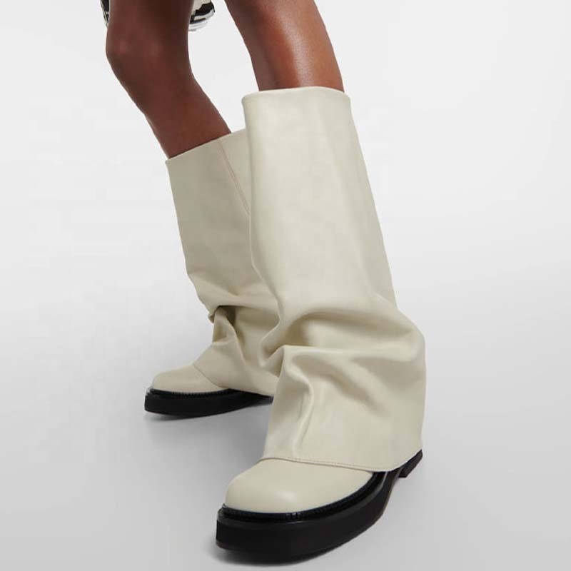 TAAFO Thick Sole Loose Upper Shoes Leather Flat Heels Square Toe ...