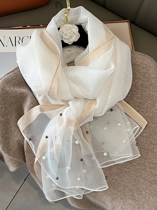 Sun-Protection Beaded Sheer Shawl & Scarf: Stylish UV Defense