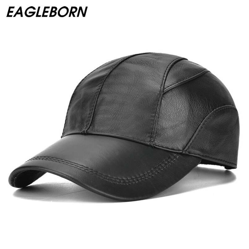 Winter Baseball Cap Cowhide Baseball Cap Dad Hat Leather Single-skin ...