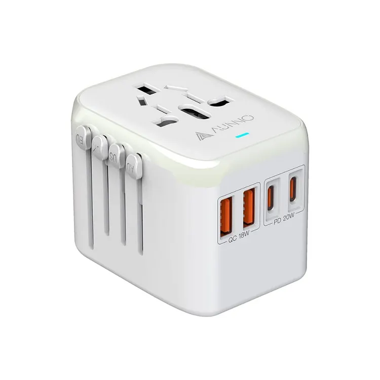 AUNNO Universal Travel Adapter, PD 20W Fast Charging Plug Adapter with ...