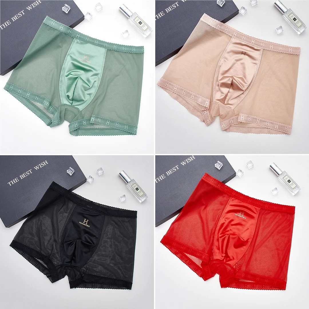Men's high-end satin luxury lace breathable mesh seamless antibacterial ...