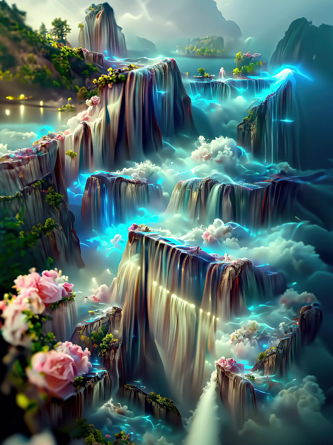 DIY Painting By Numbers | Abstract waterfall- 40*50cm