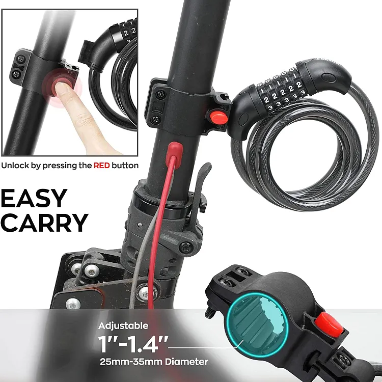 Scooter Lock Cable Bicycle Combination Locks Coiled Chain Lock Basic ...
