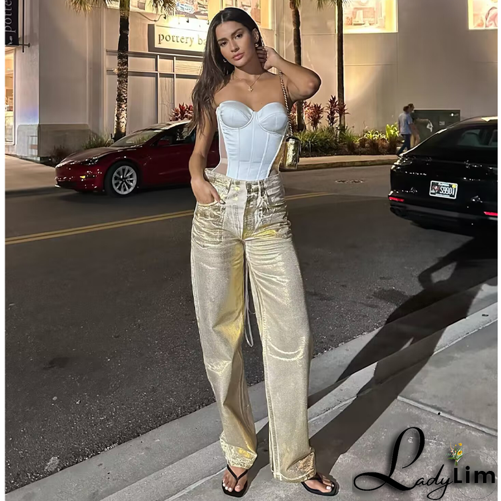 Fahion Bandeau Leather Top and Pants - Ladylim