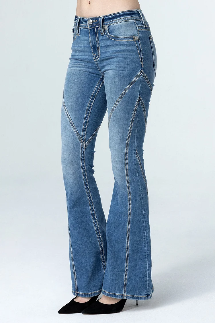Contour Stitch Slim Flare Jeans