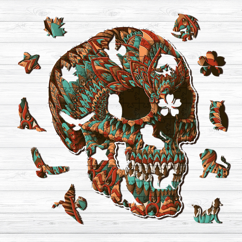 Ornate Skull Wooden Puzzle