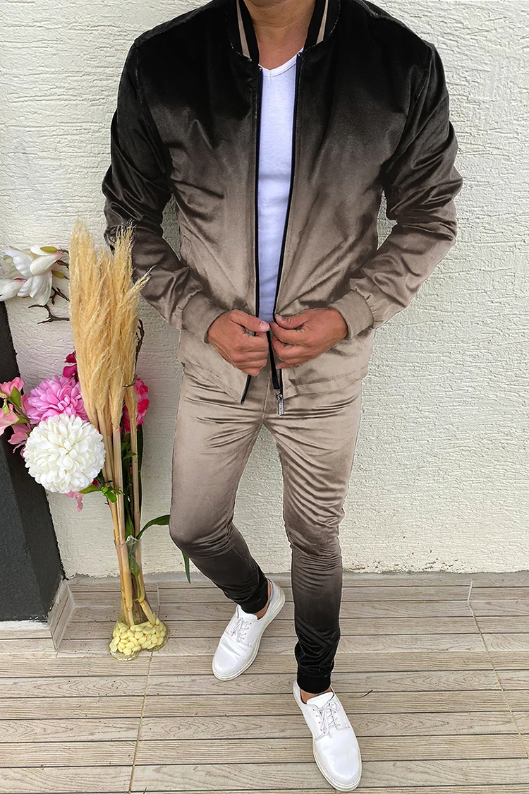 BrosWear Men's Daily Simple Sport Style Fade Khaki Black Long Sleeve ...