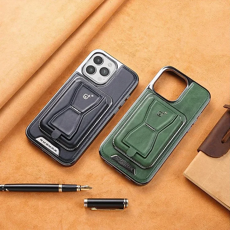 Luxurious leather magnetic iPhone case with removable card holder