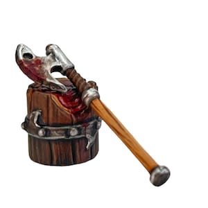 Executioner axe and chopping block (PAINTED) - tabletop furnishing ...
