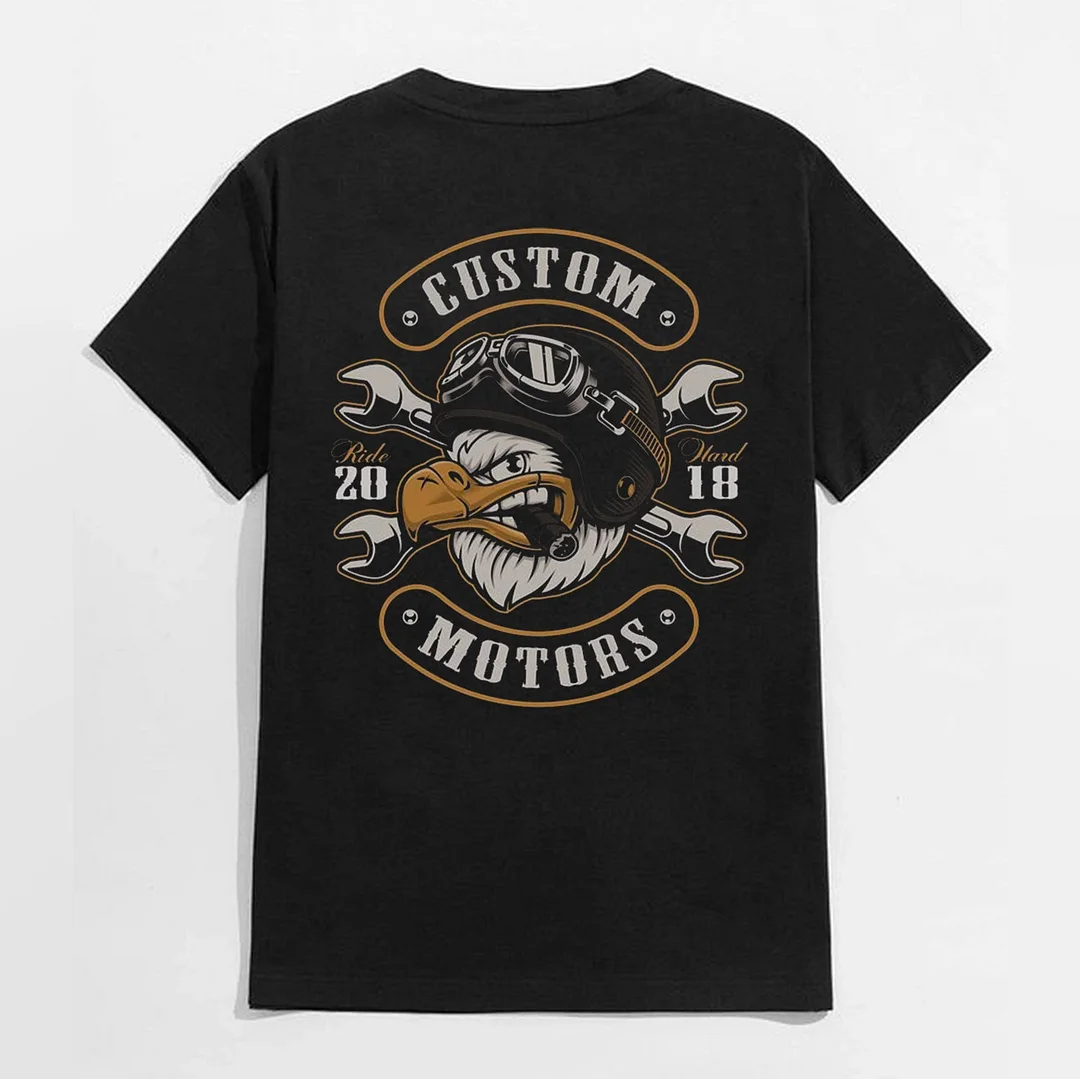 MOTOSUNNY Modern Custom Motors Black Print T-shirt