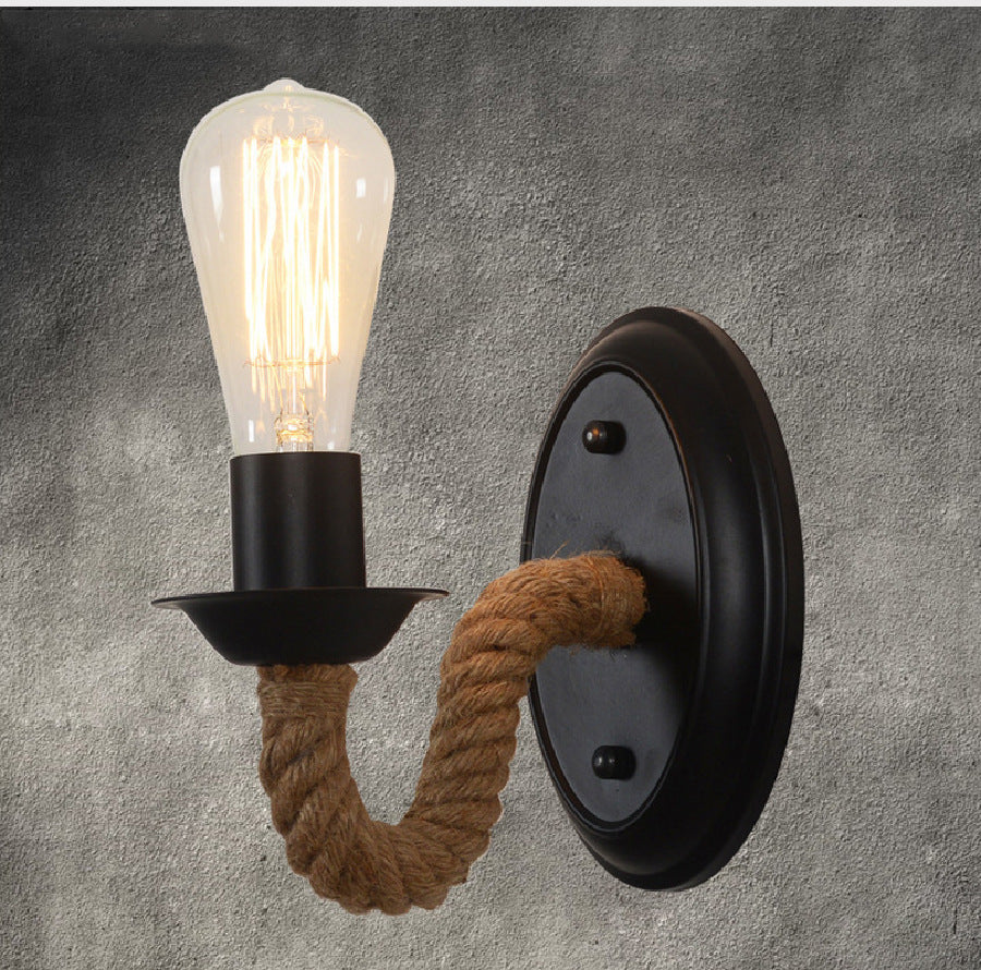American Country Hemp Rope Wall Lamp Retro Light Wall Sconce Beside ...