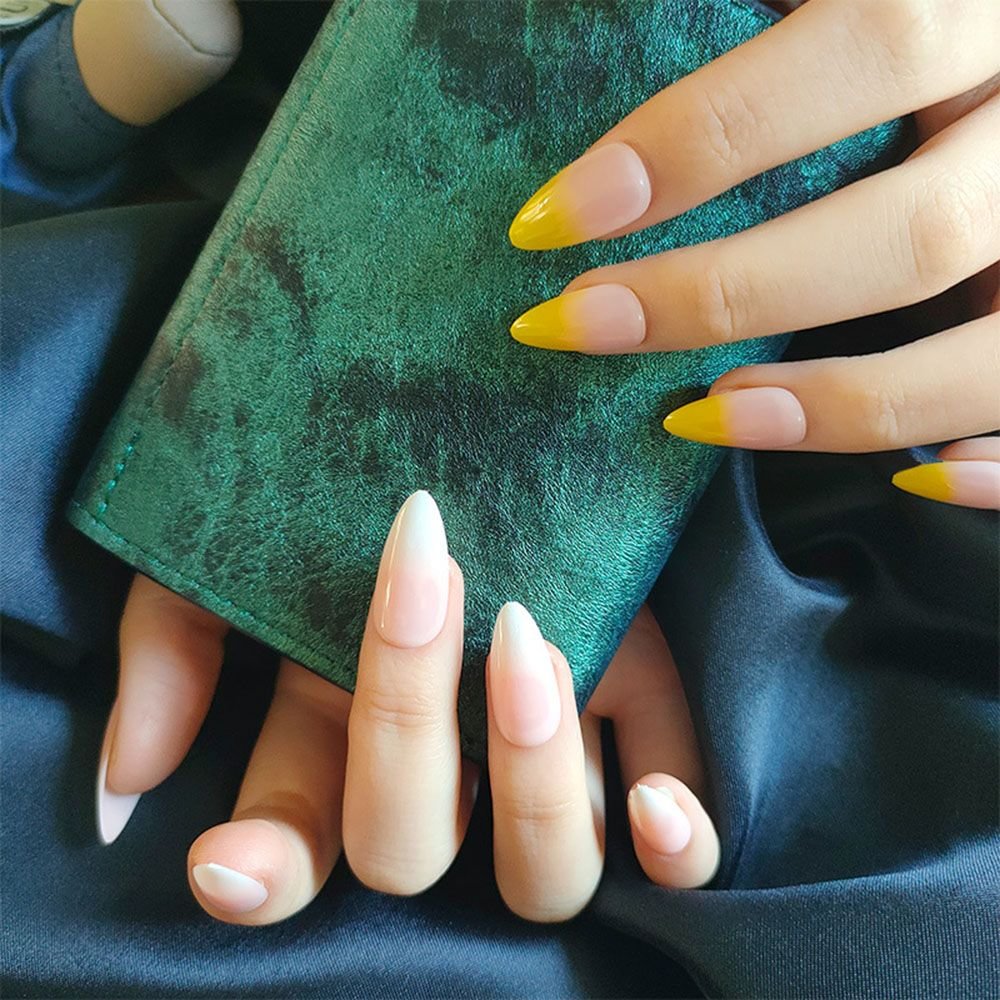 24Pcs/Box Charming Pink Flame Short Ballet Wearable Fake Nails press on ...