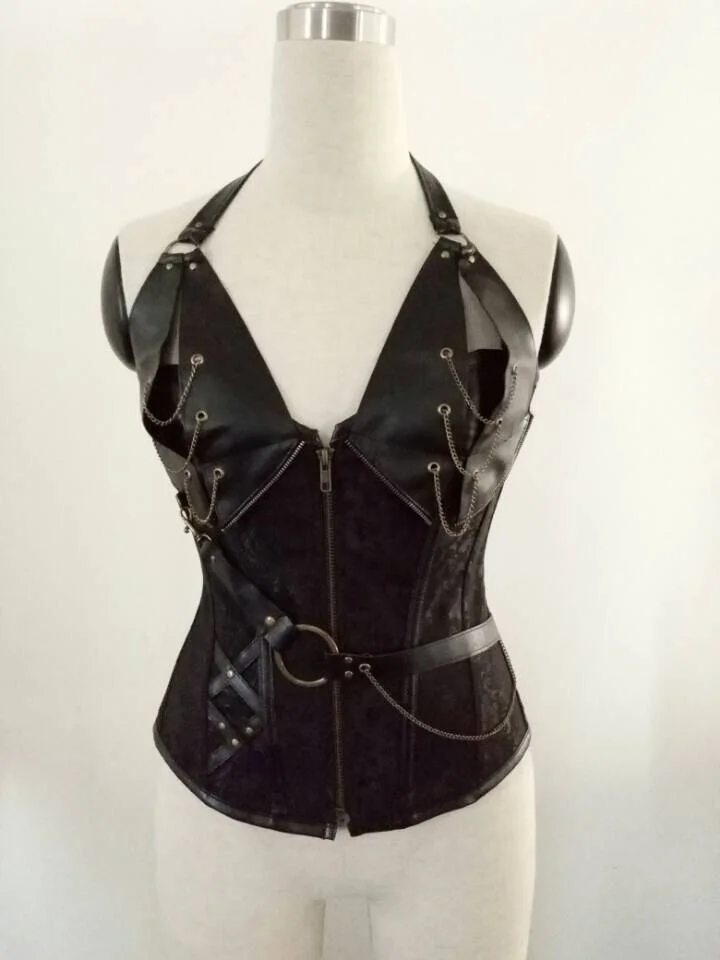 Uveng Goth Luxury Palace Steel Bone Punk Leather Corset Corset