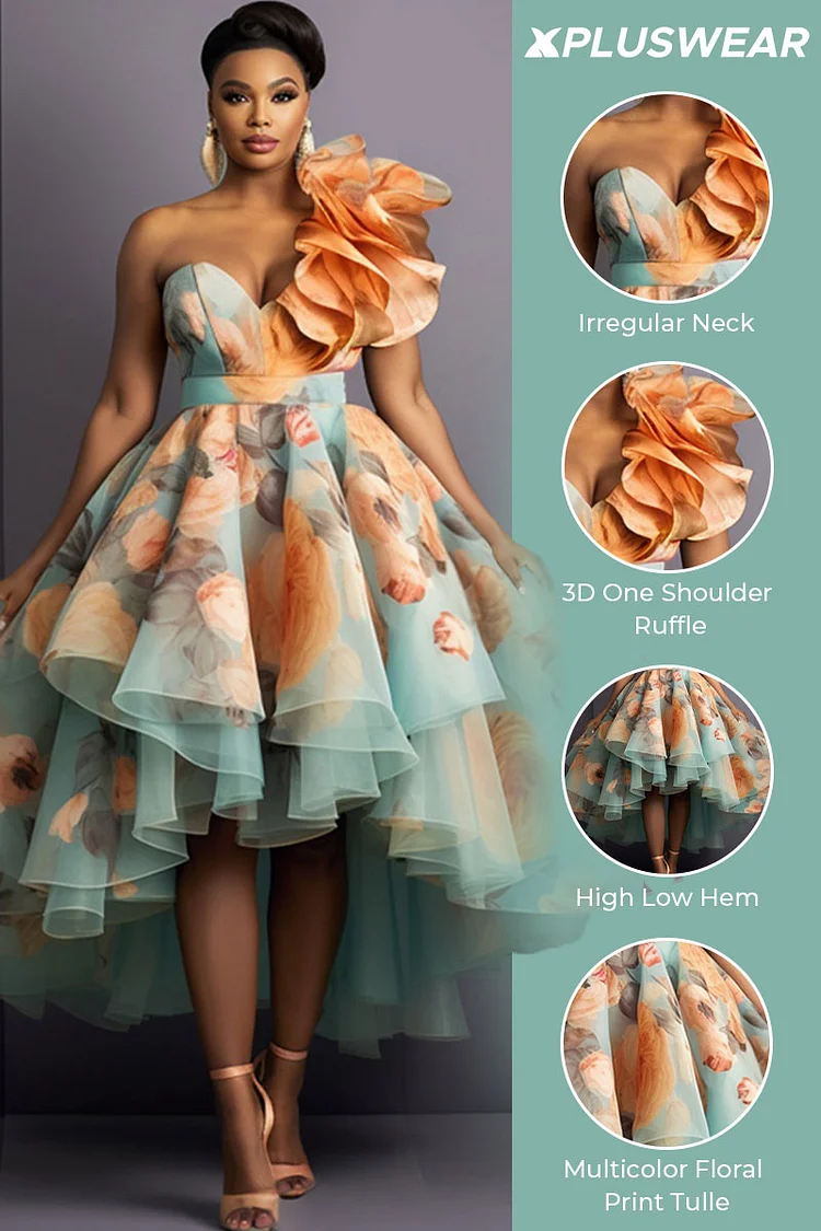 Xpluswear Design Plus Size Formal Multicolor Elegant 3D Floral One ...