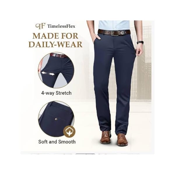 TimelessFlex - Men's High Stretch Straight Fit Pants, Lightweight Pants ...