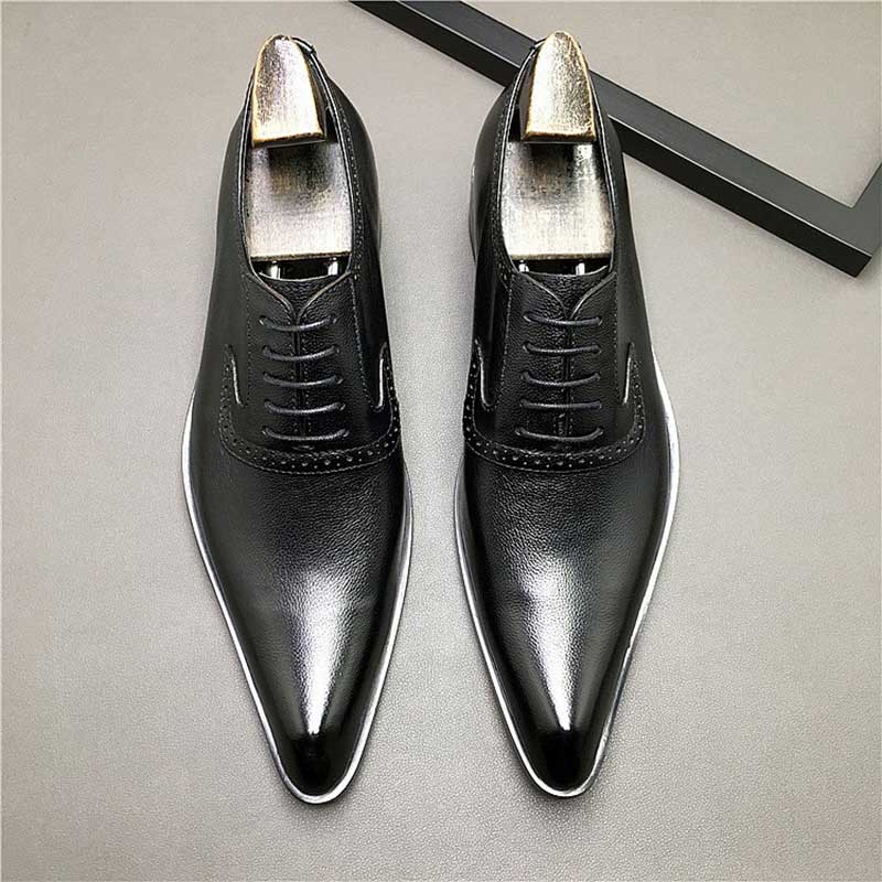 Men's Pointed Toe Leather Oxfords Shoes : Weddings & Business