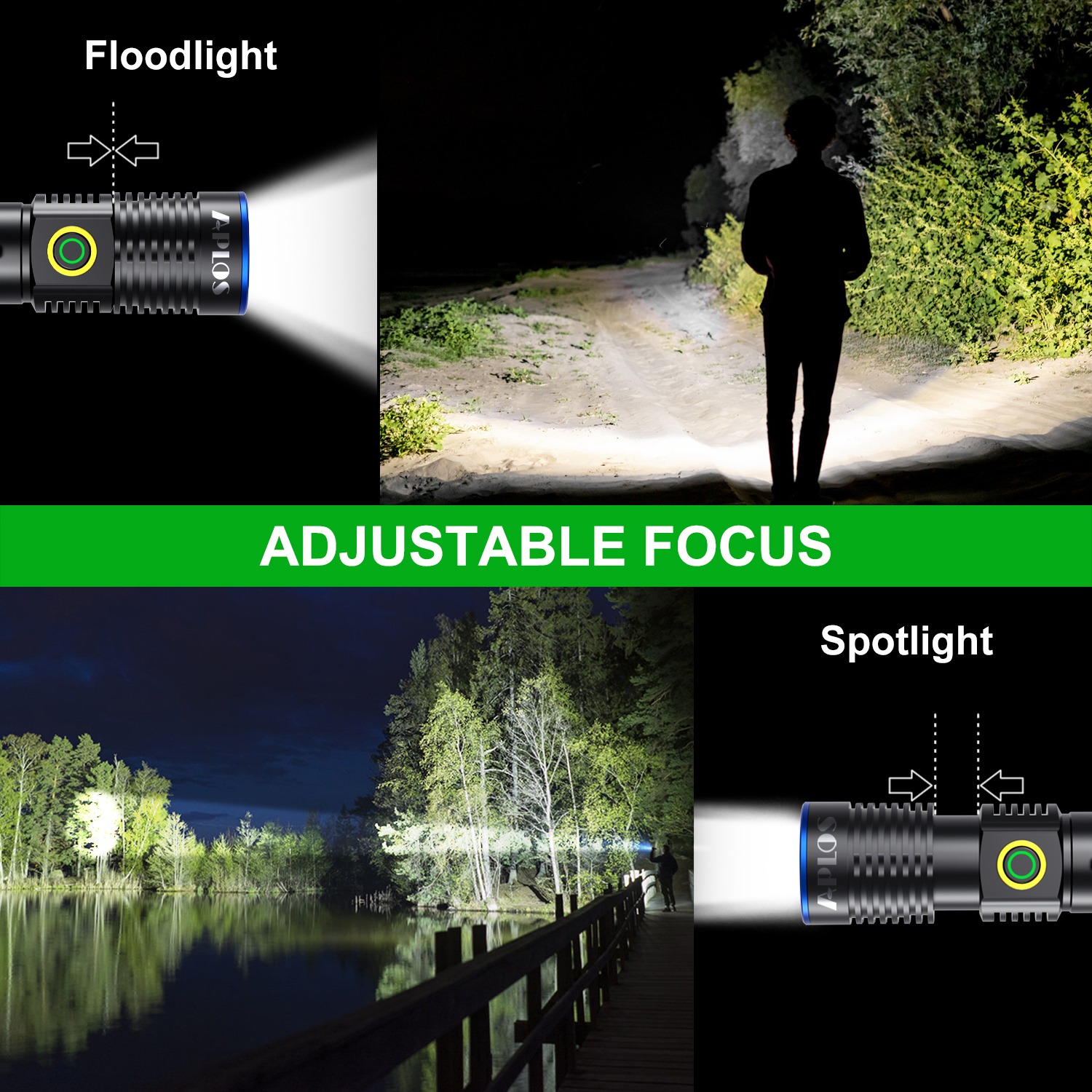 APLOS F30 Zoom Flashlights LED Rechargeable, 3000 Lumens dimmable ...