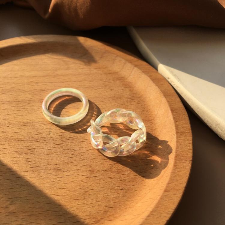 HOLOGRAPHIC ROUND RINGS (2 PCS)