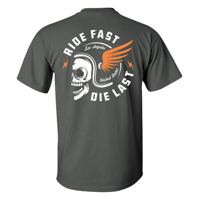 Ride Fast Die Last Skull Helmet T-Shirt