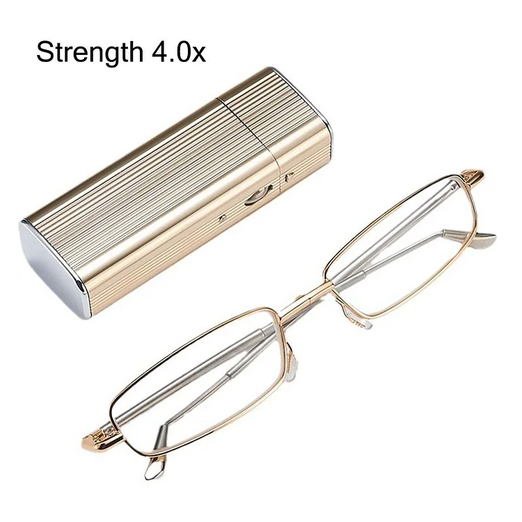 Gold Folding Mini Portable Reading Glasses with Case Foldable Spring ...
