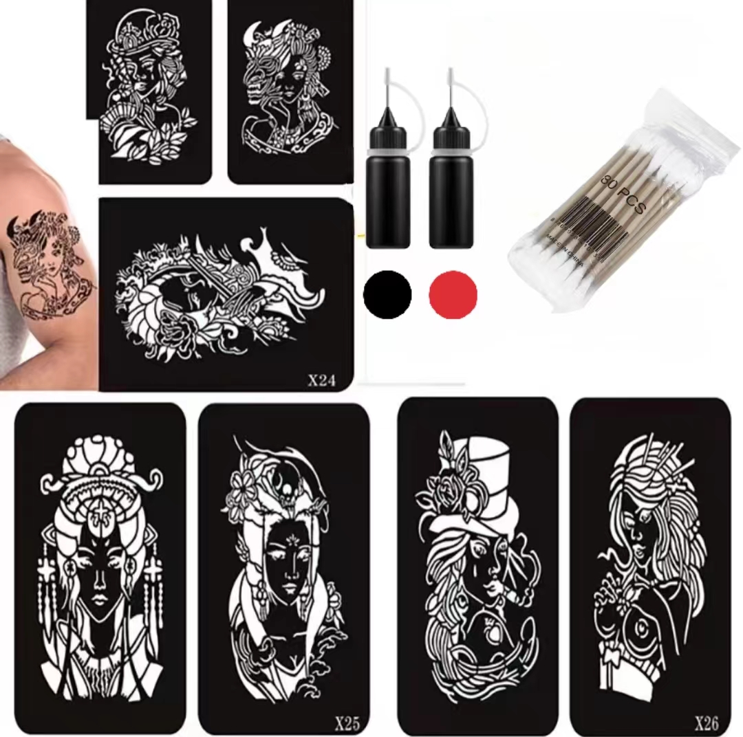 Reusable Skeleton Tattoo Stencil Waterproof Tattoo Sticker Set ...