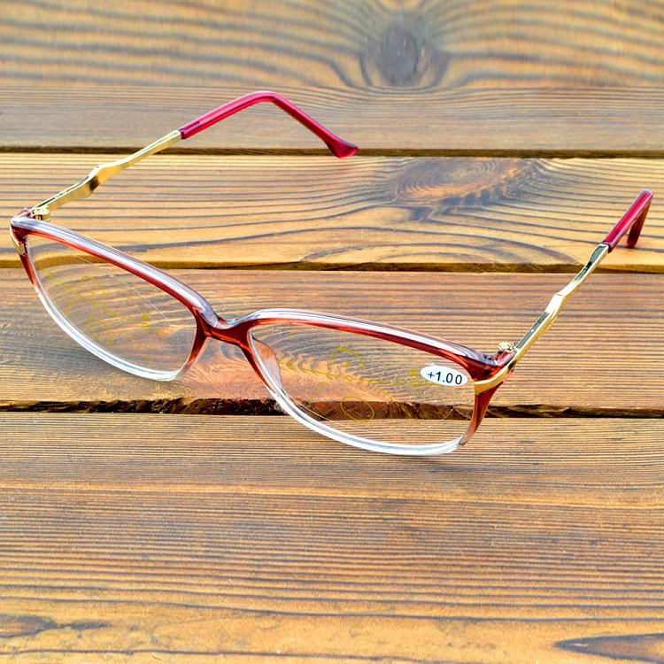 Memory Metal Red Frame Half-rim Spectacles See Near N Far Progressive ...