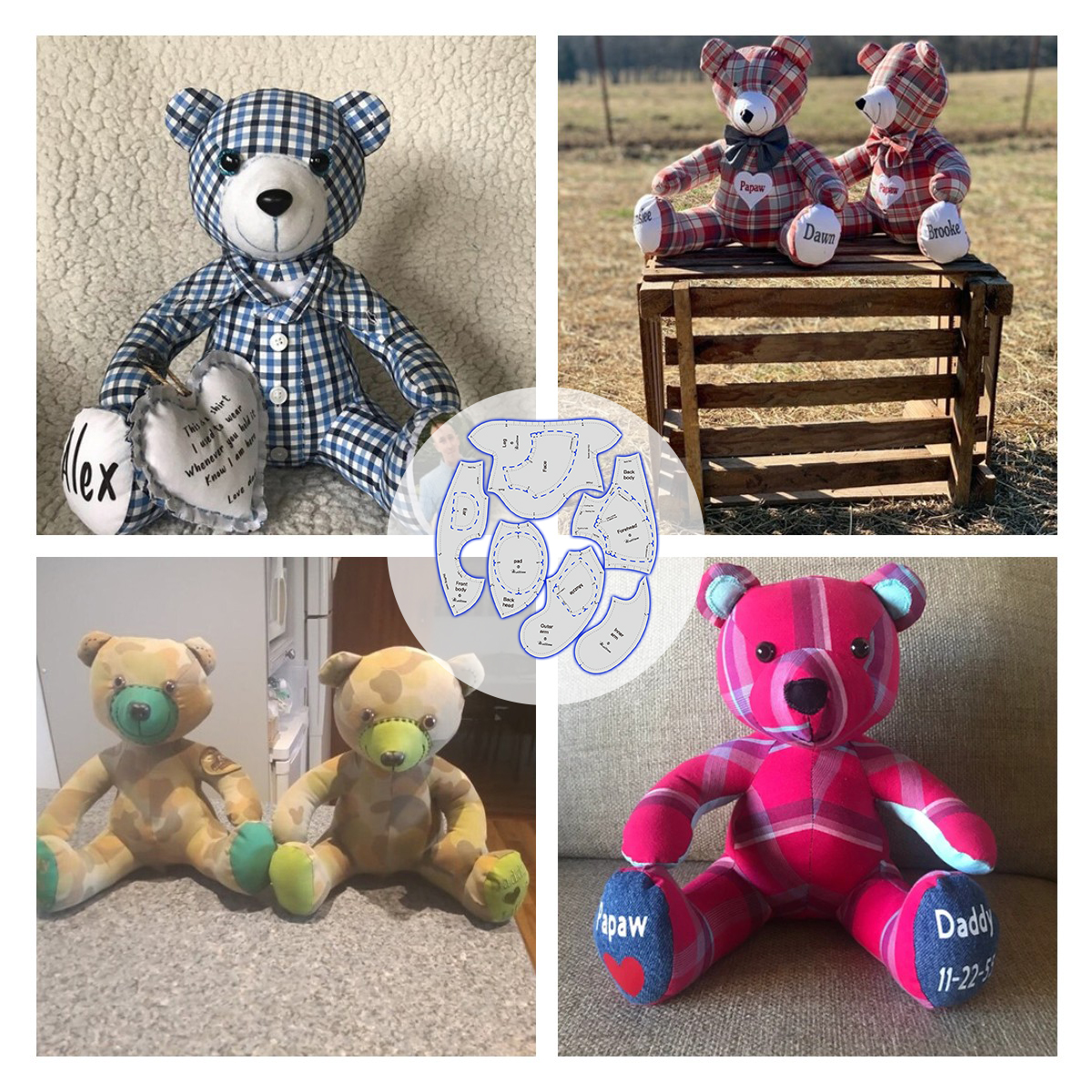 Smiling Teddy Bear Sewing Templates Set(6Pcs) & With Instructions