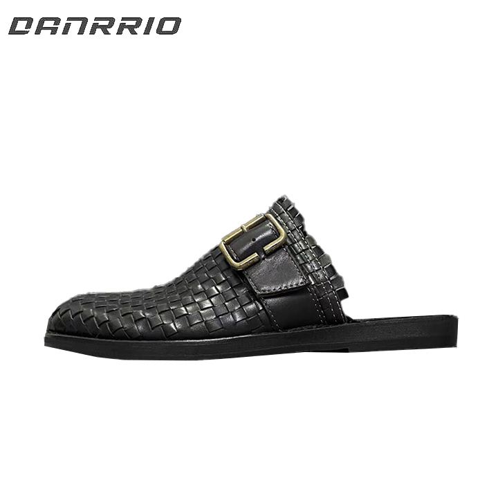 DANRRIO Niche Original Heavy Duty Washed Leather Hand Woven Slippers
