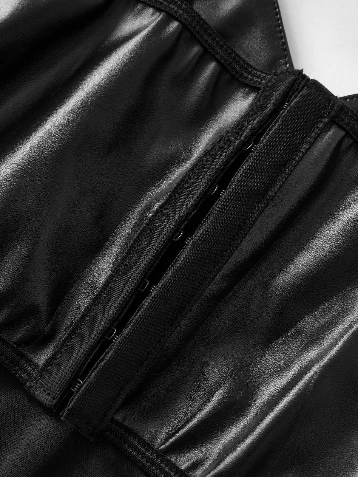 Black Faux Leather Corset Top Misstip