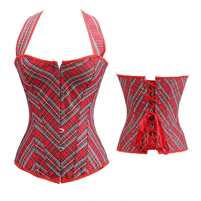 Uaang Corset Sexy Bustier Plaid Goth Clothes Lingerie Corset Victorian