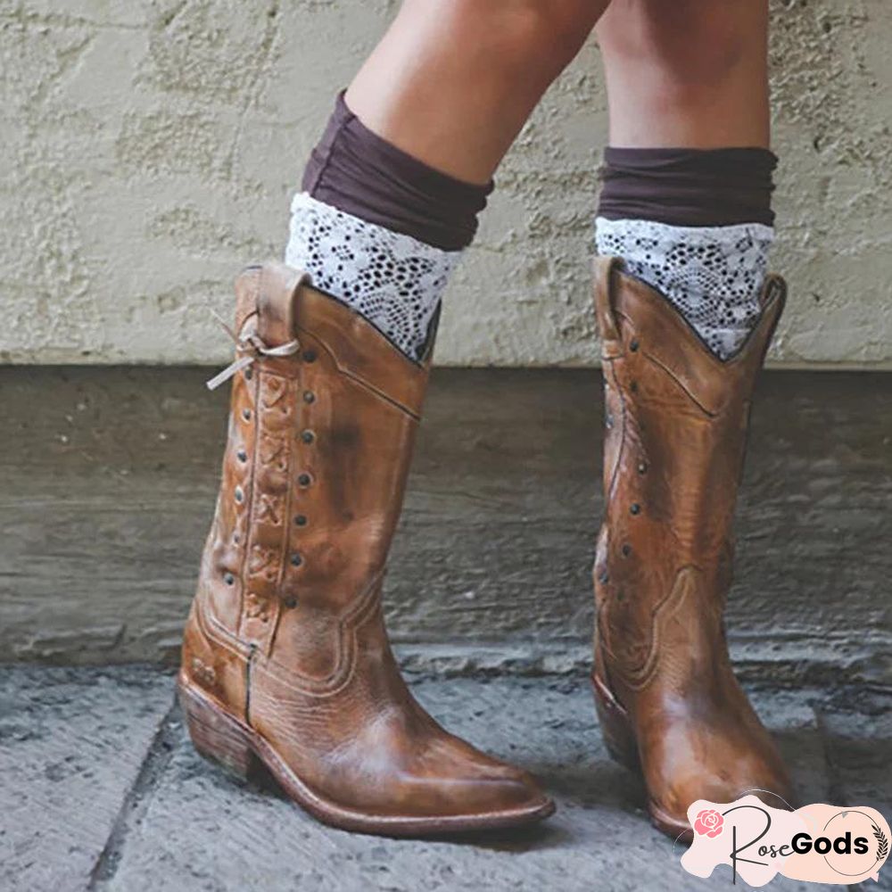 Vintage Pointed Toe Zipper Date Boots