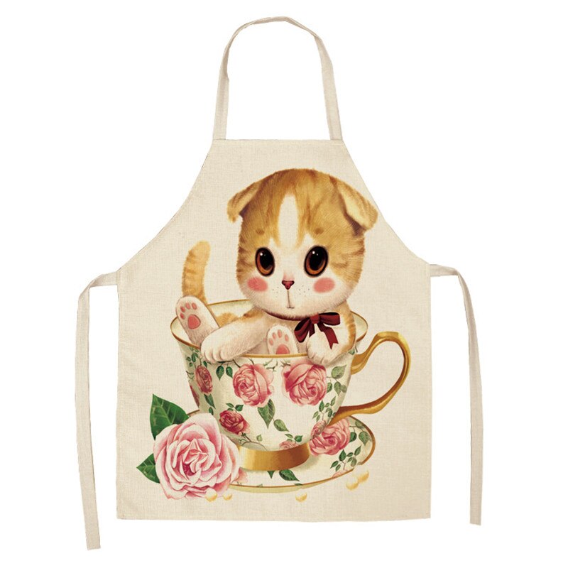 Linen Kitchen Apron - Cat