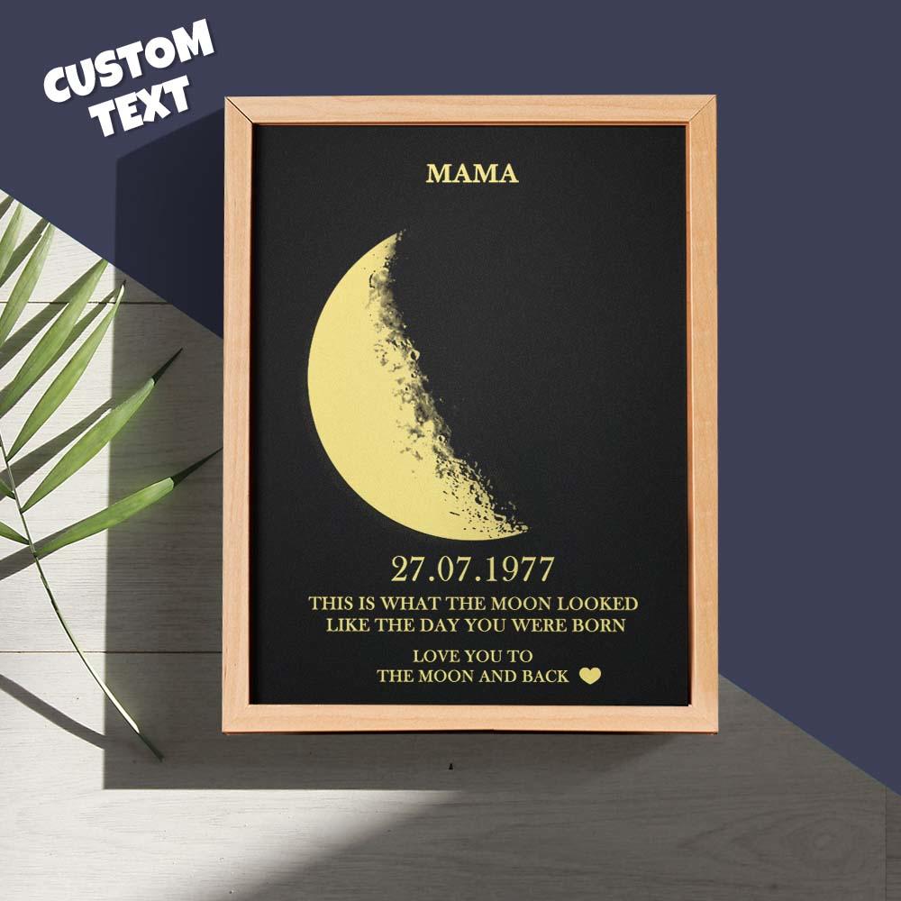 Custom Moon Phase Frame With Your Text, Custom Birth Date Art Frame ...