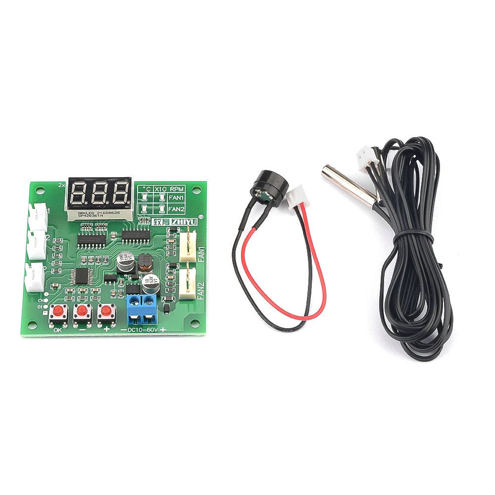 DC 12V 2 Channel 4 Wire Fan PWM Temperature Controller PC Fan Motor ...