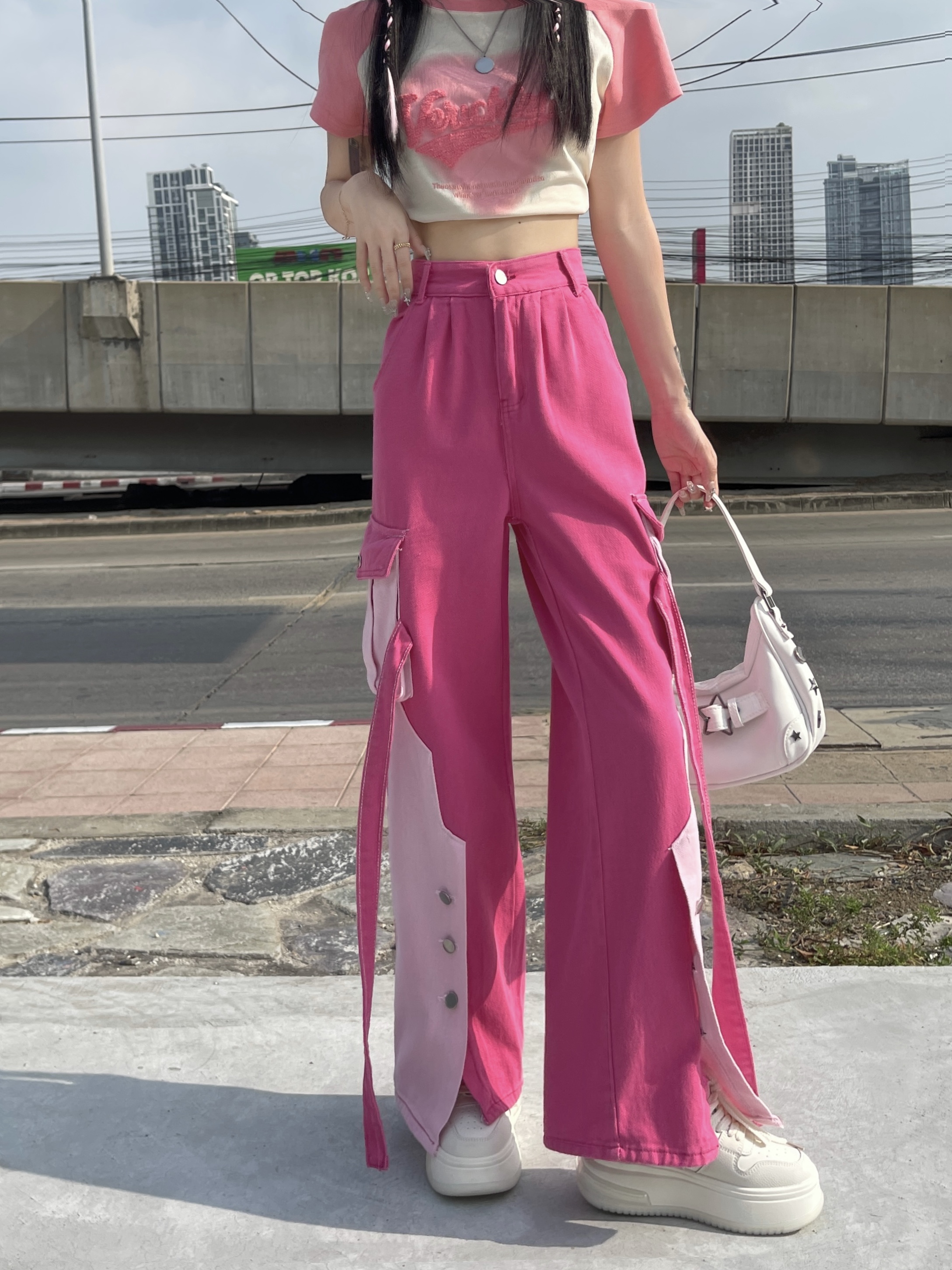 PINK STREAMER CARGO PANTS