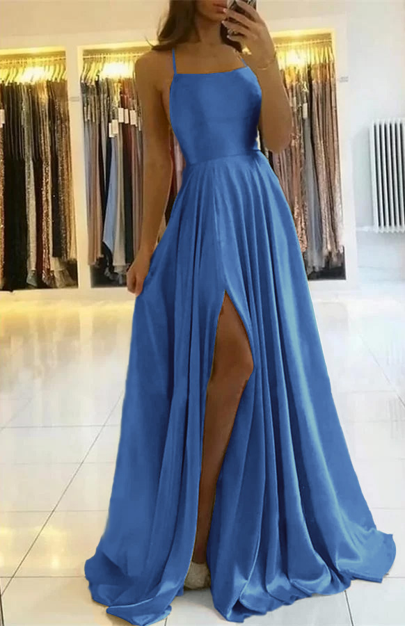 Miabel Long Spaghetti Straps Prom Dress With Slit