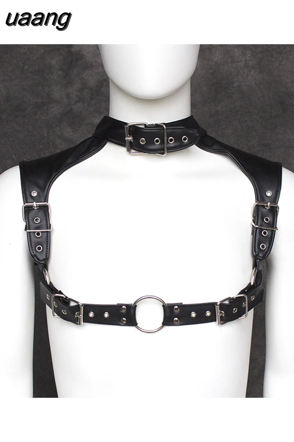 uaang Leather Body Chest Harness Straps Metal Eyelets Double Shoulders ...