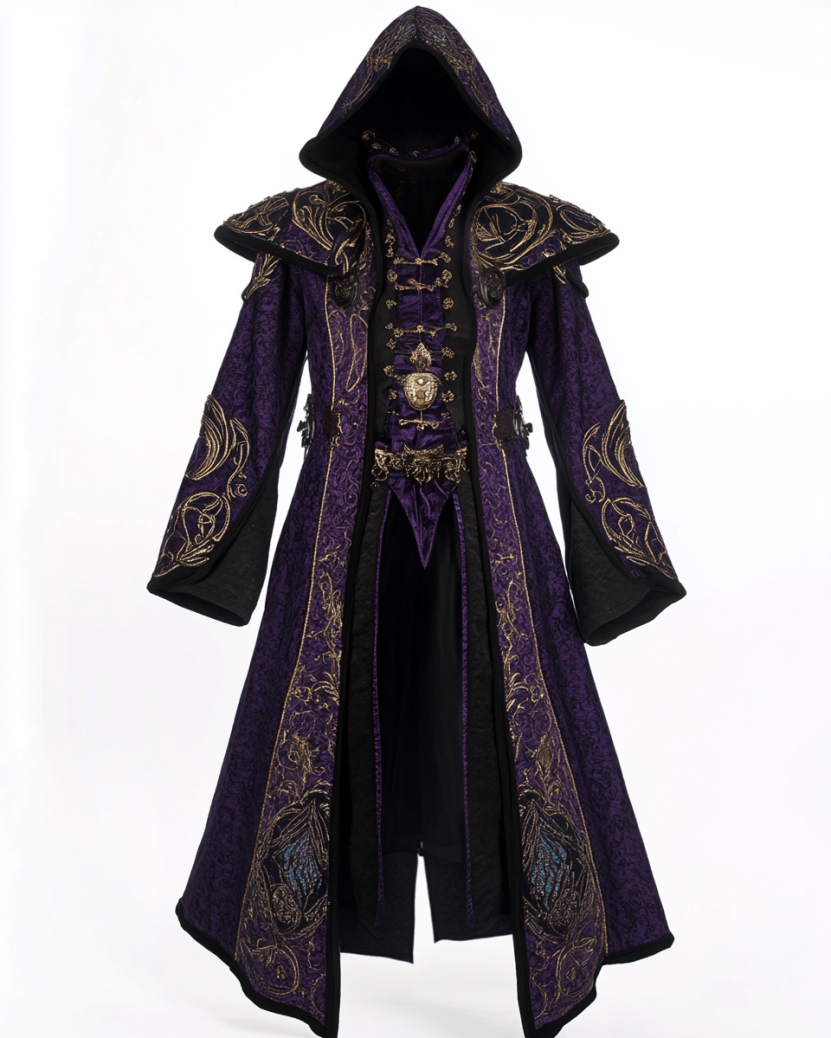 Viking Pattern Loose Wizard Hat Cloak ba04