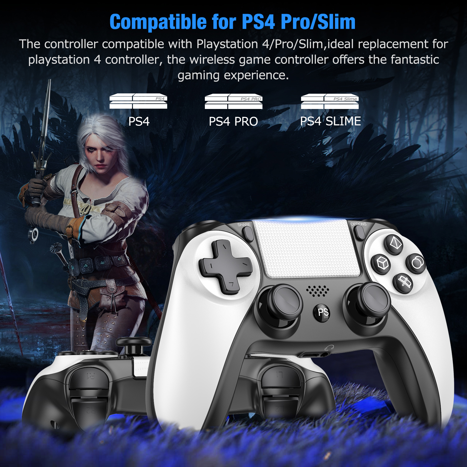 Wireless Controller for PS4,Compatible with Wireless Playstation 4 ...