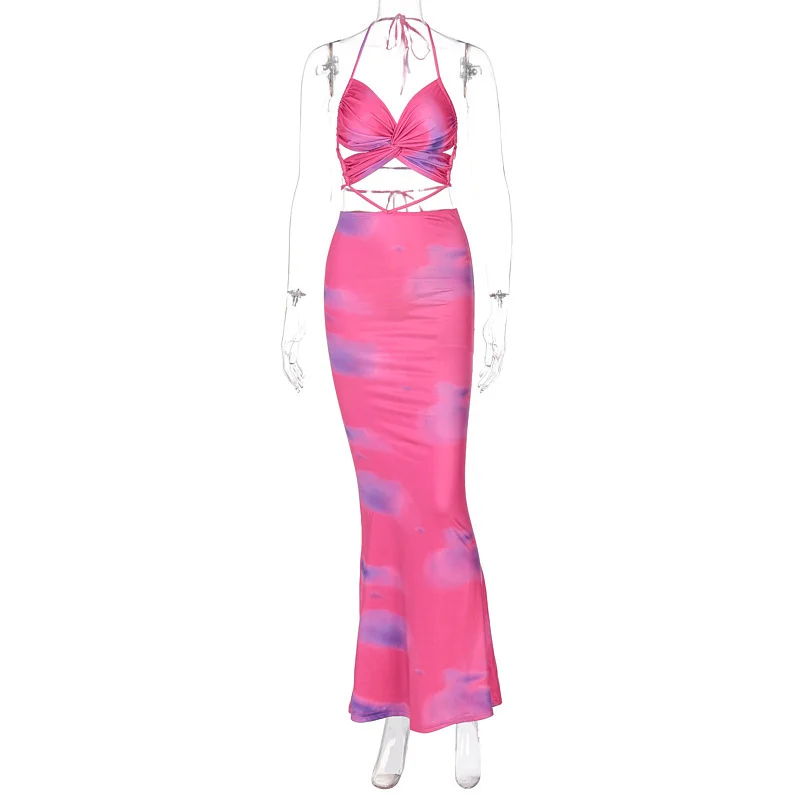 LACE-UP BACKLESS BODYCON MAXI DRESS