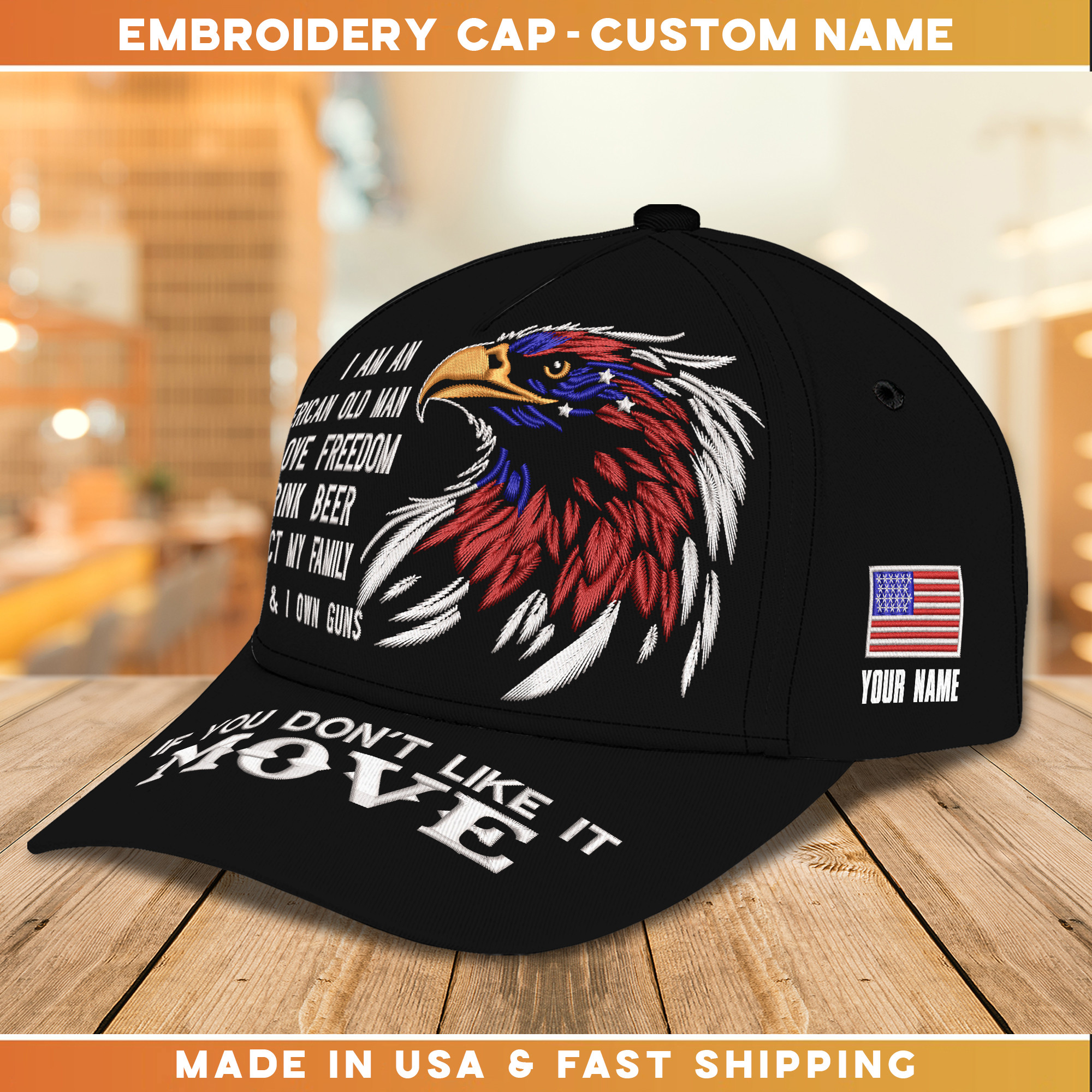 Embroidery Cap - I'm Am An American Old Man Cap Custom Classic Embroidery