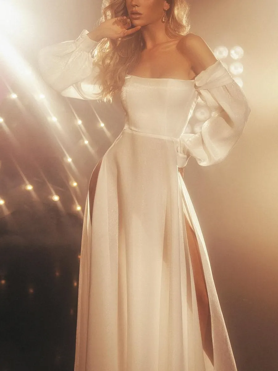 Elegant High Split Solid Dress