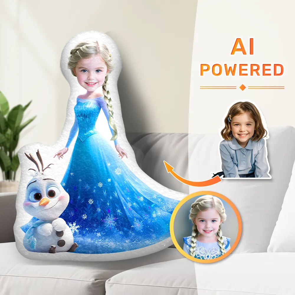 Custom Pillow Personalisiertes AI-gesteuertes 3D Eiskönigin Prinzessin ...