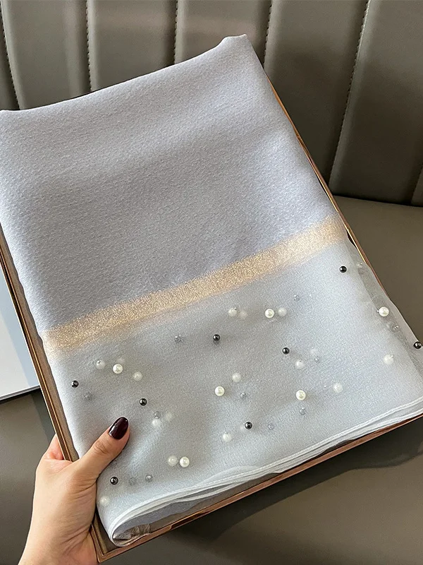 Sun-Protection Beaded Sheer Shawl & Scarf: Stylish UV Defense