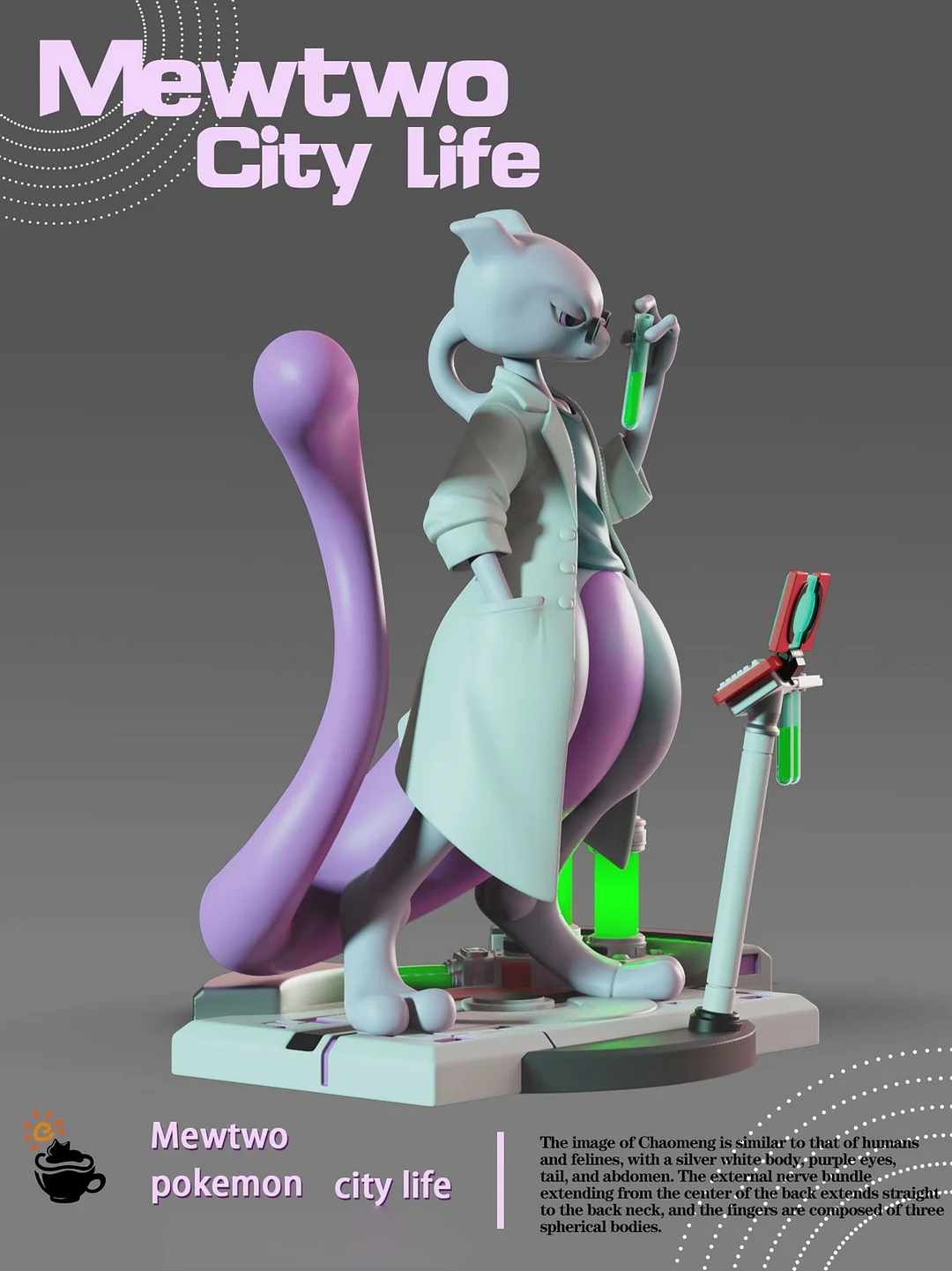City Life Mewtwo - Pokemon Resin Statue - FeiMaoYangRi Studio