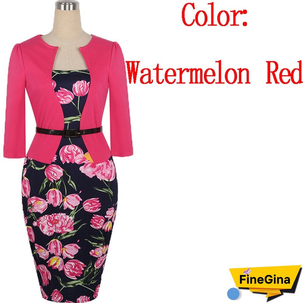 FineGina Midi Pencil Elegant Work Dresses