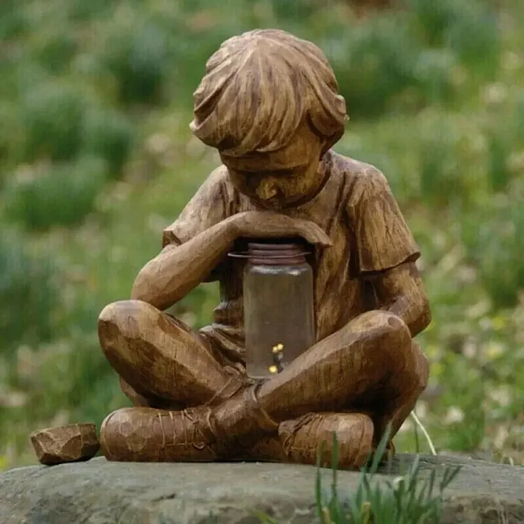 Last Day 69% OFF - A Boy With Solar Firefly Garden Statue